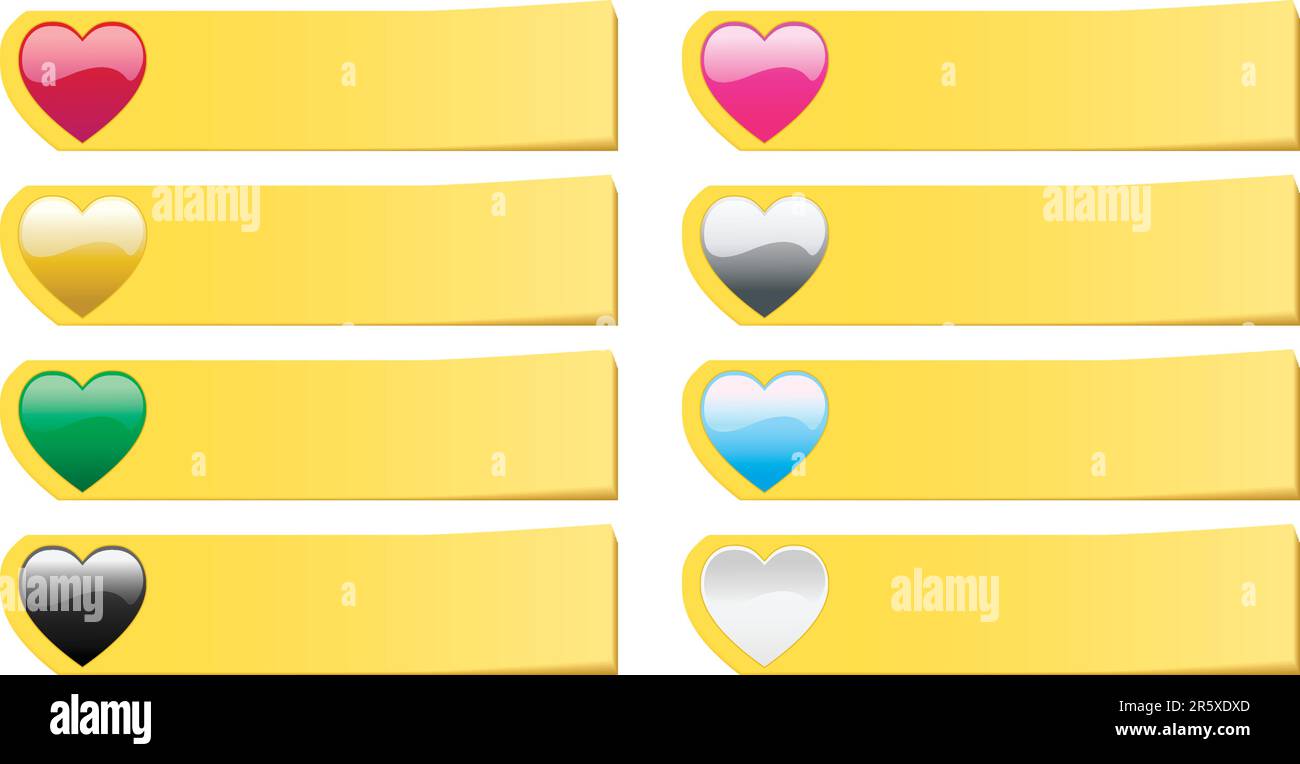 Set of 8 colored hearts post it stickers notes Stock Vector Image & Art ...