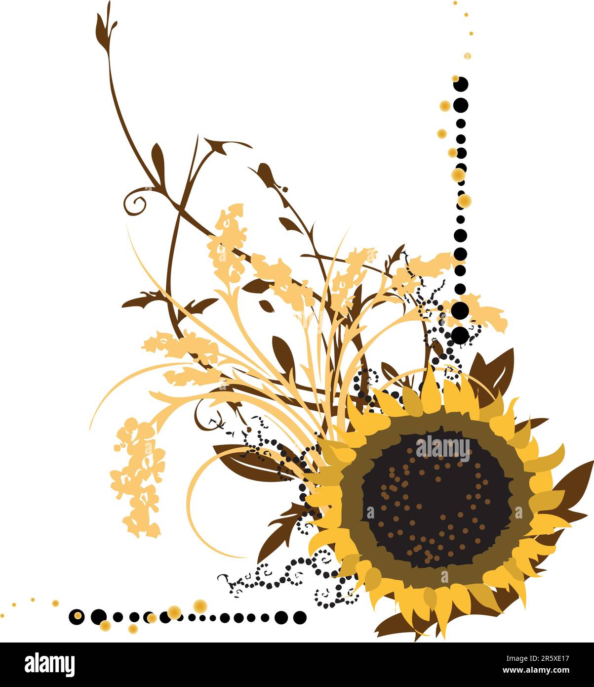 A vector illustration of a large sunflower with intricate floral ...