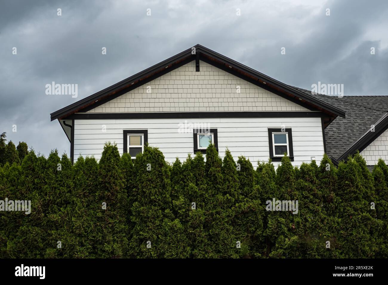 Houses in suburb in the north America. Top of a luxury house with nice ...