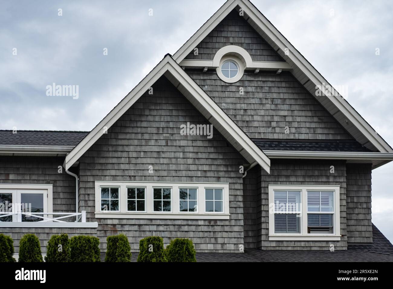 Houses in suburb in the north America. Top of a luxury house with nice ...