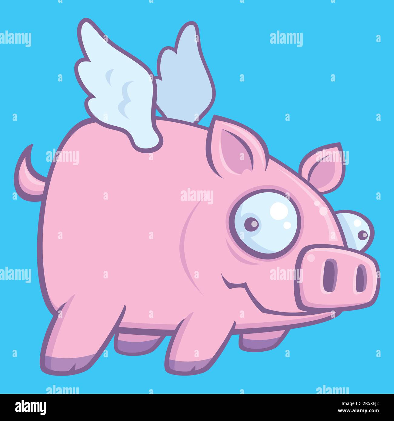 Cartoon vector illustration of a flying pig symbolizing the phrase ...