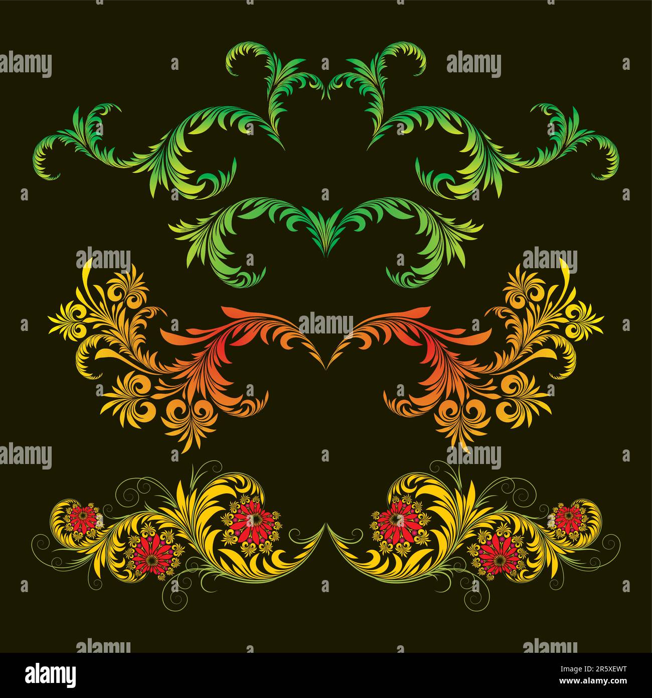 Vector ornament in style of Russian folk art hohloma Stock Vector Image ...