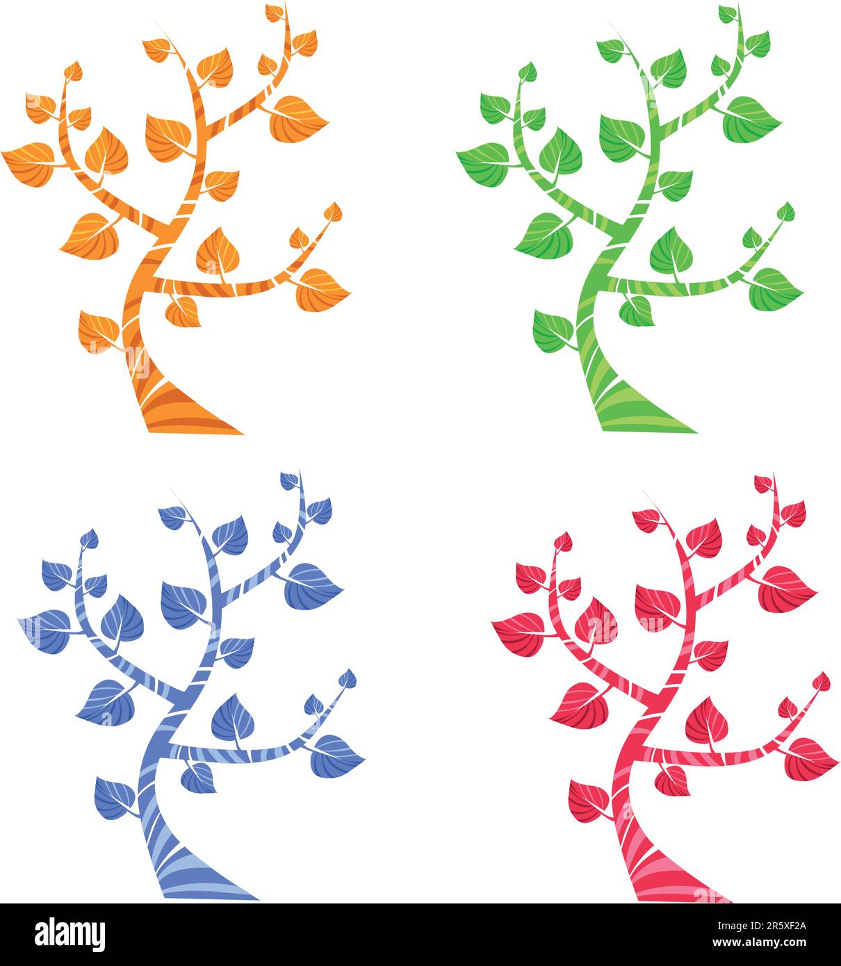 four colored trees, vector icons Stock Vector Image & Art - Alamy
