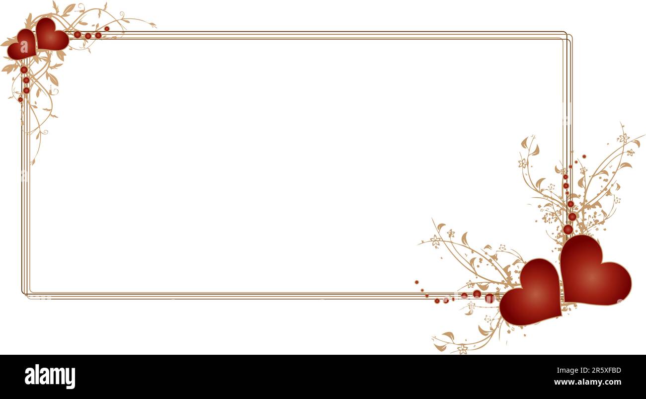 Vector illustration of a rectangular horizontal frame adorned with red ...