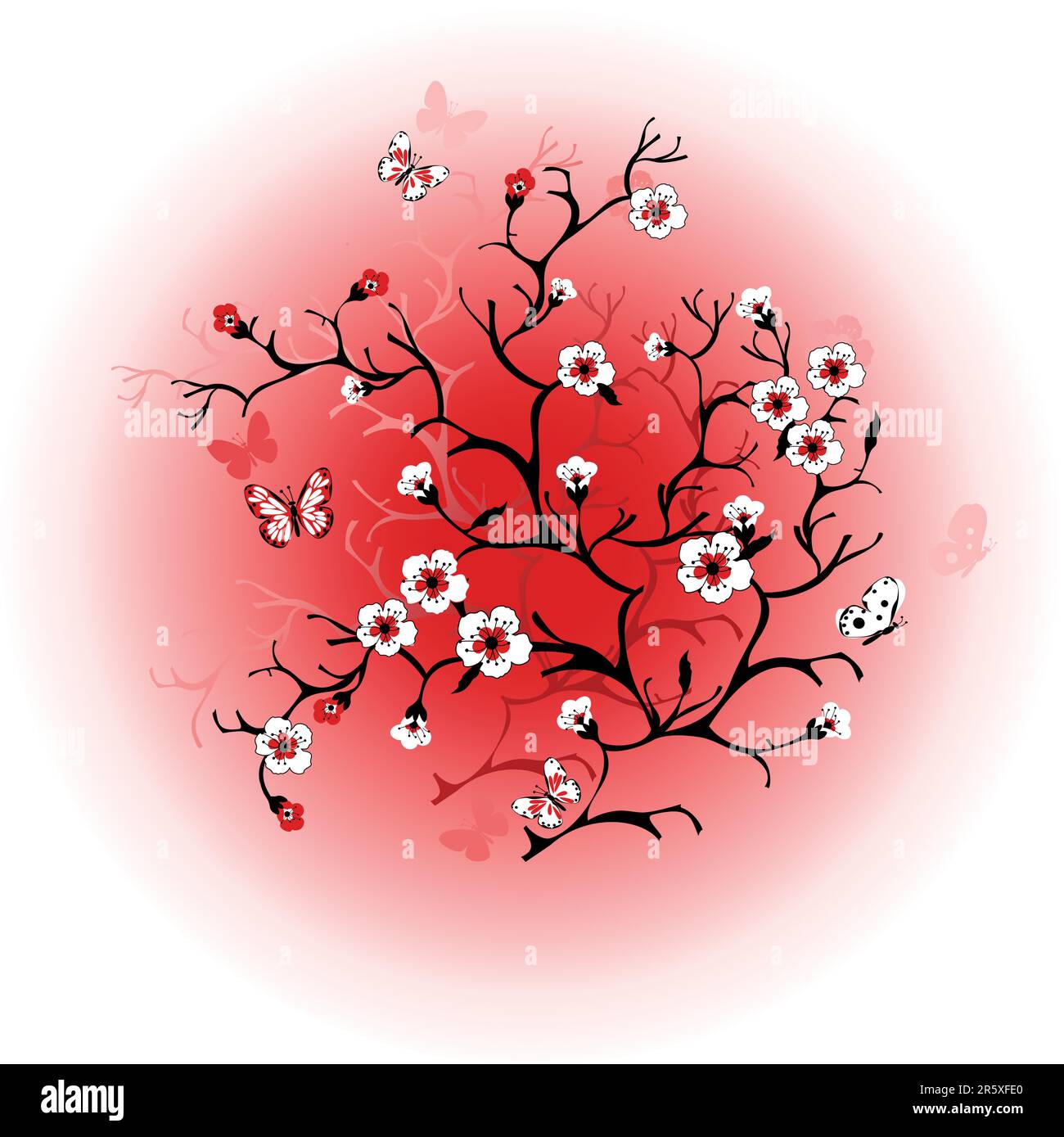 Cherry blossom tree against Stock Vector Images - Alamy