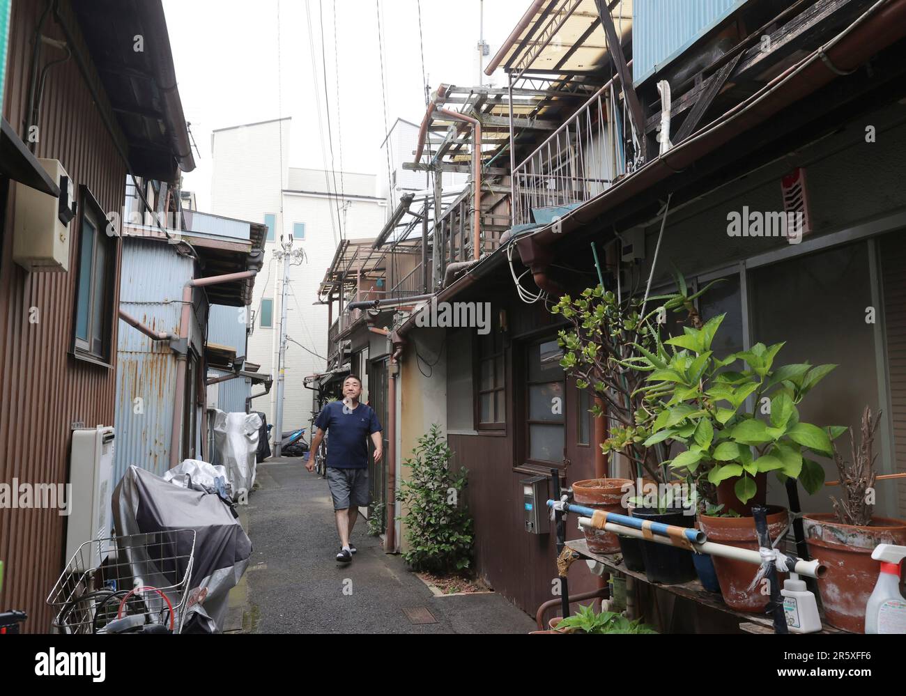 Nagaya, Japanese style row houses are pictured in Kyojima district in Sumiga Ward, Tokyo on June ...