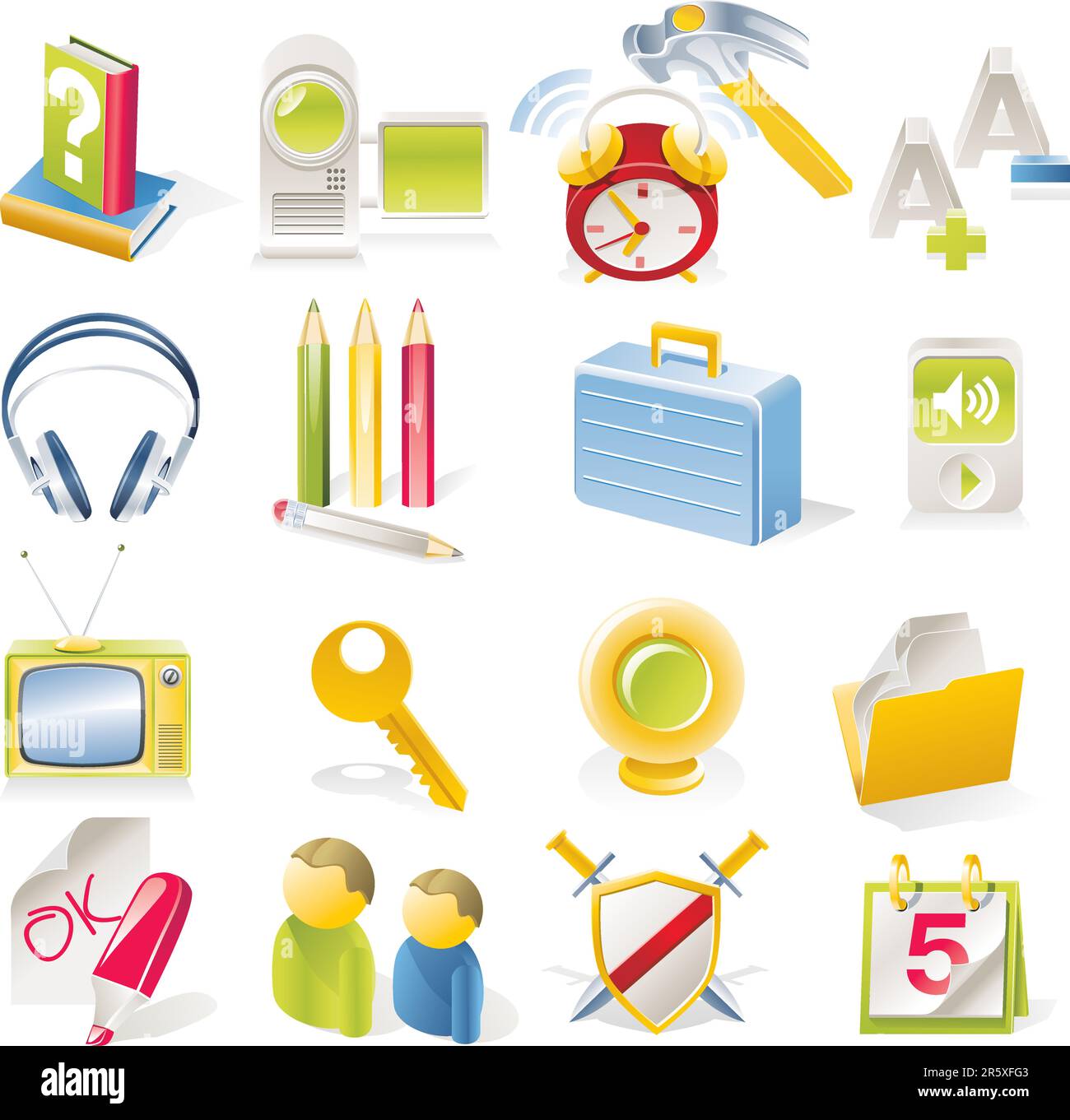 Alarm clock set colorful Stock Vector Images - Alamy