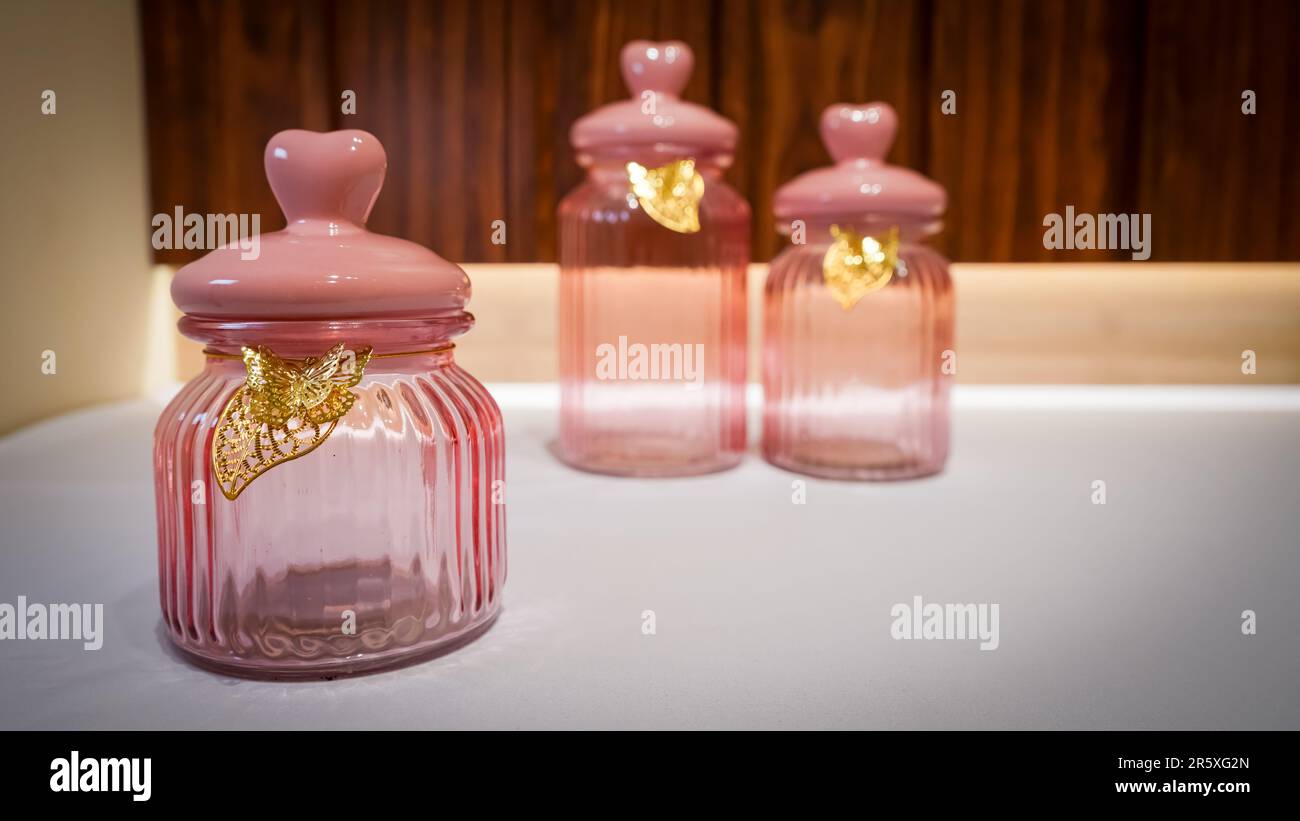 Pink Jars with Gold Ribbons are perfect for adding a touch of glamor to ...