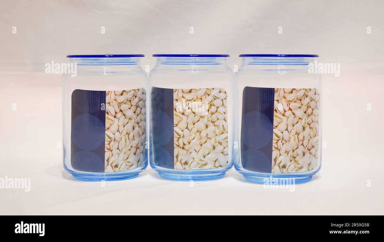 The Set of Three Blue-Lidded Jars is a charming and functional addition ...