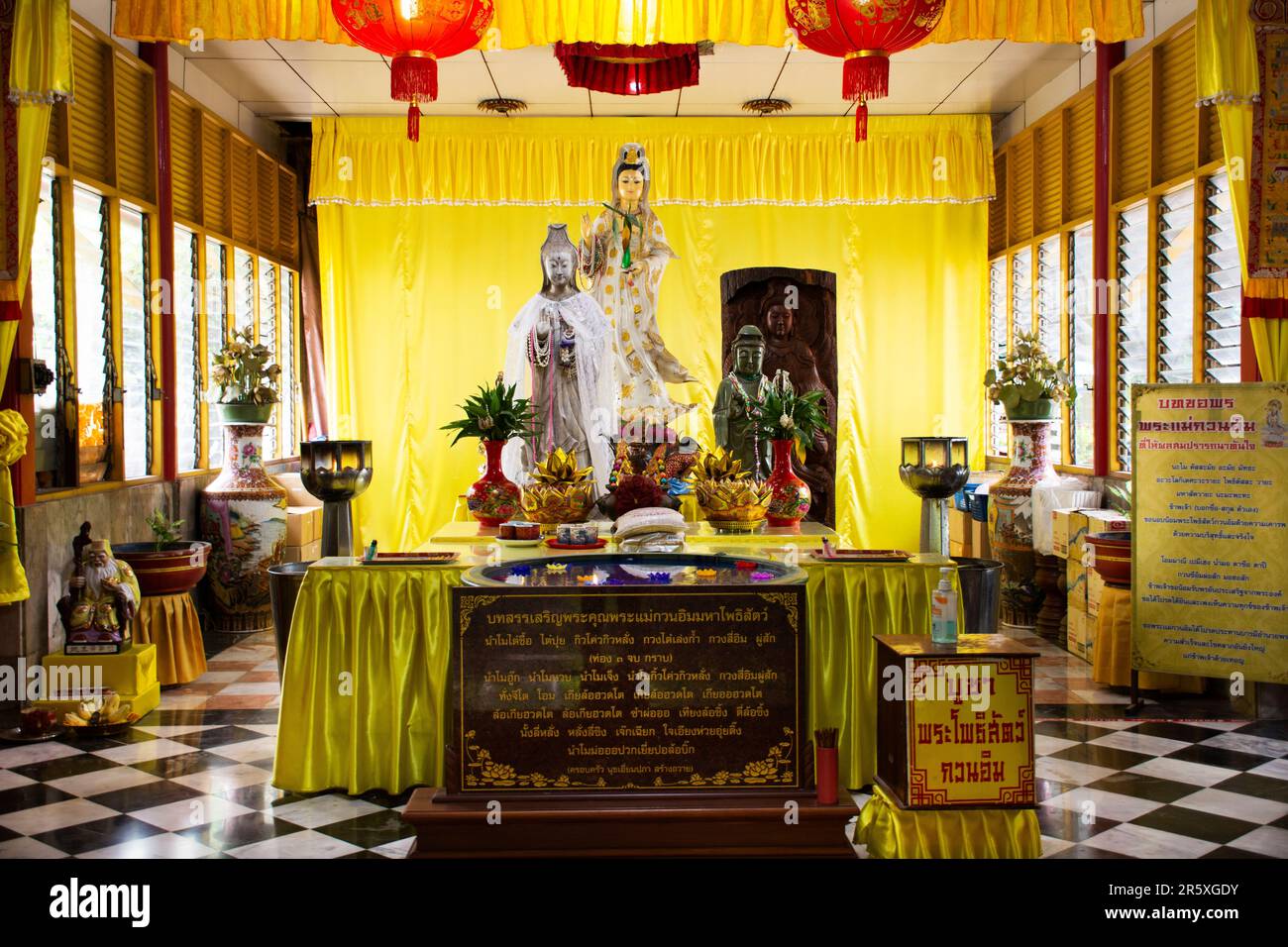 Antique deity Quan Yin or Kuan Yin chinese goddess statue in ancient ...