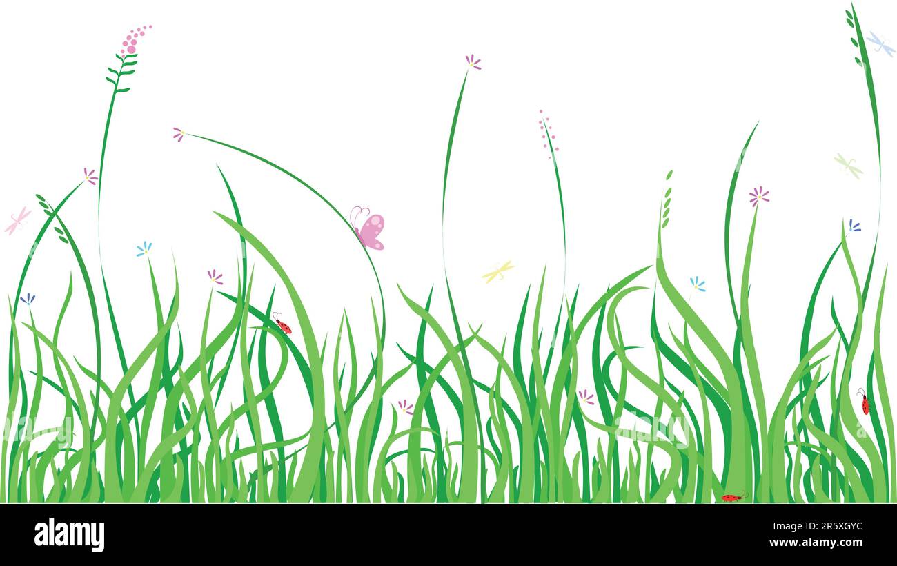 Background with grass and bugs, design element Stock Vector Image & Art ...