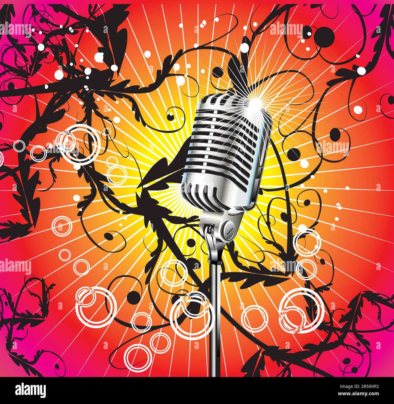 Chromed microphone for singer with abstract background Stock Vector ...