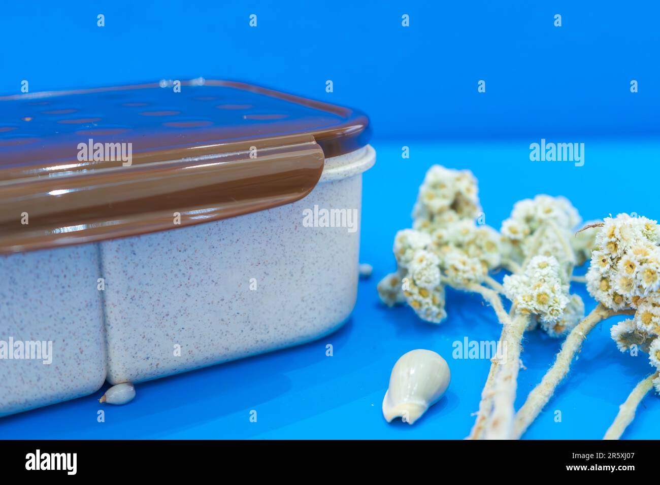 The White Lunch Box with Brown Lid and Three Compartments is a stylish ...