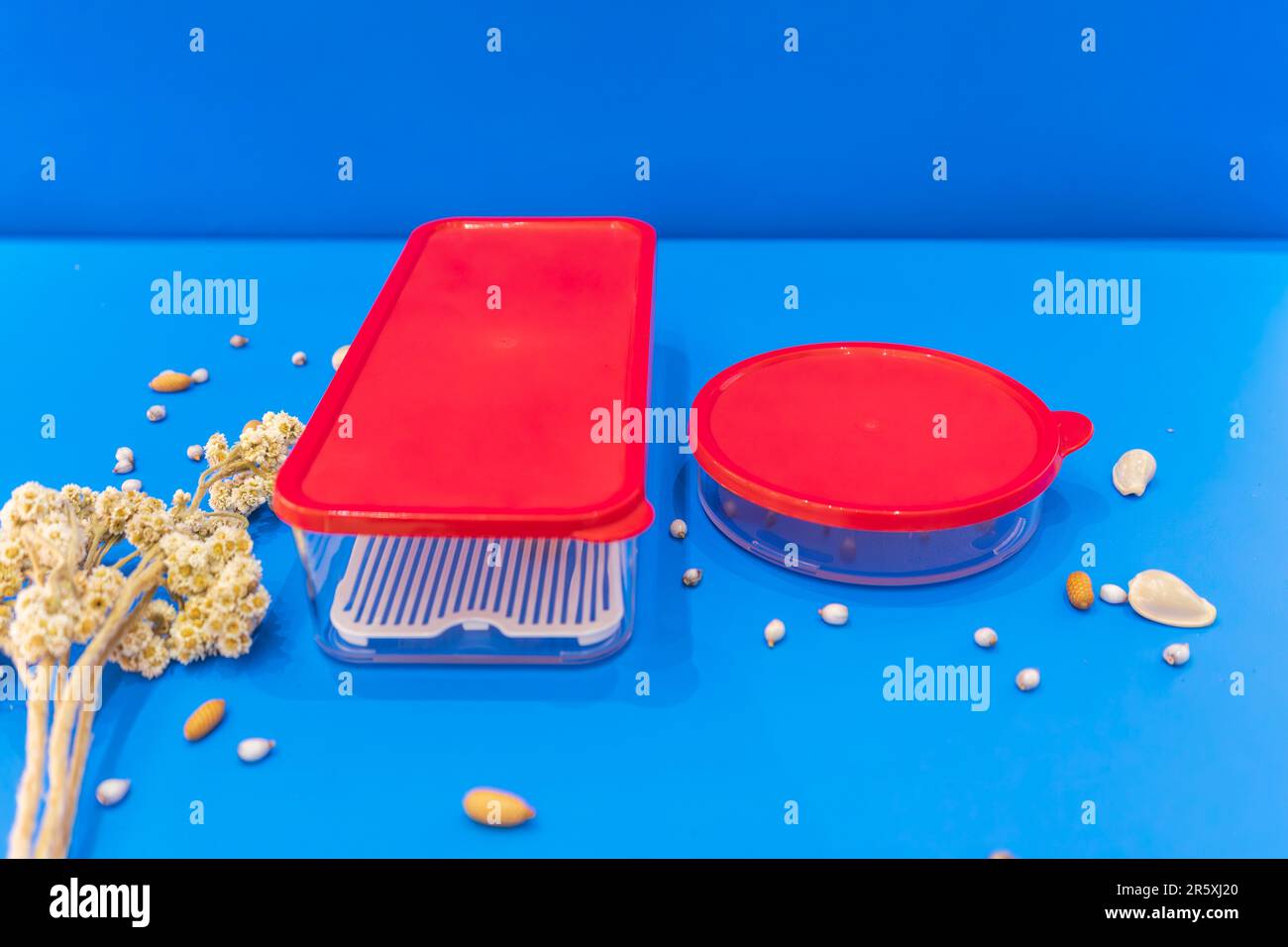 The Red Rectangular Container for Storing Meat and Fish is a convenient ...