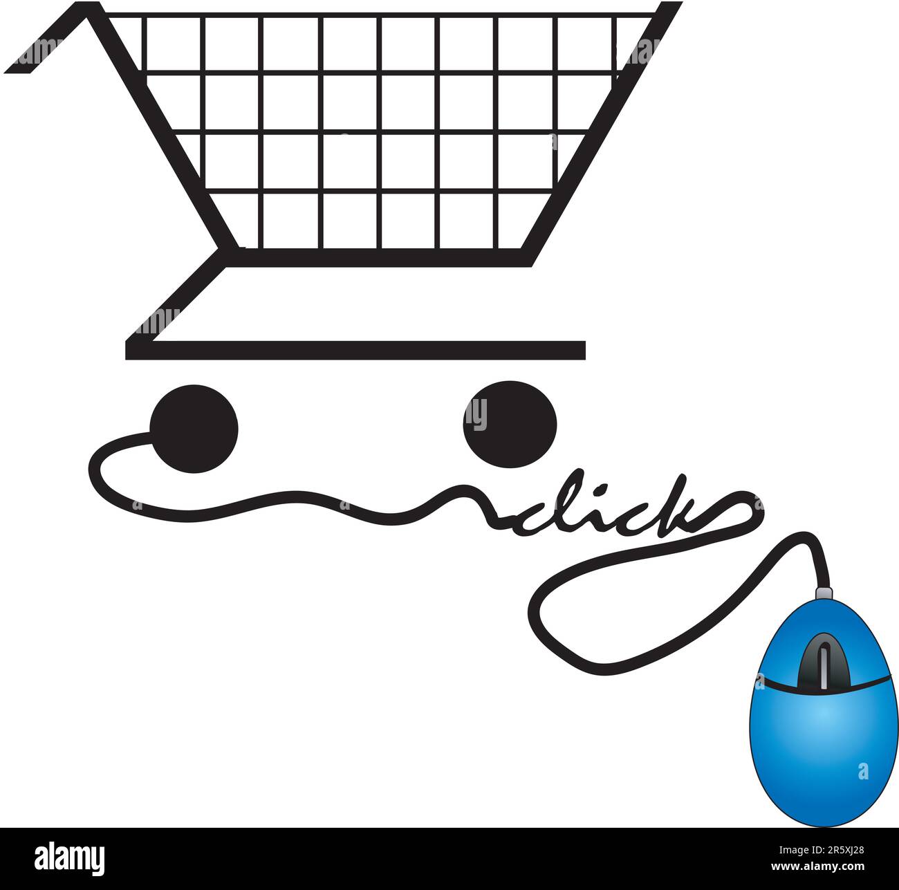 shopping cart connected to computer mouse - internet shopping concept ...