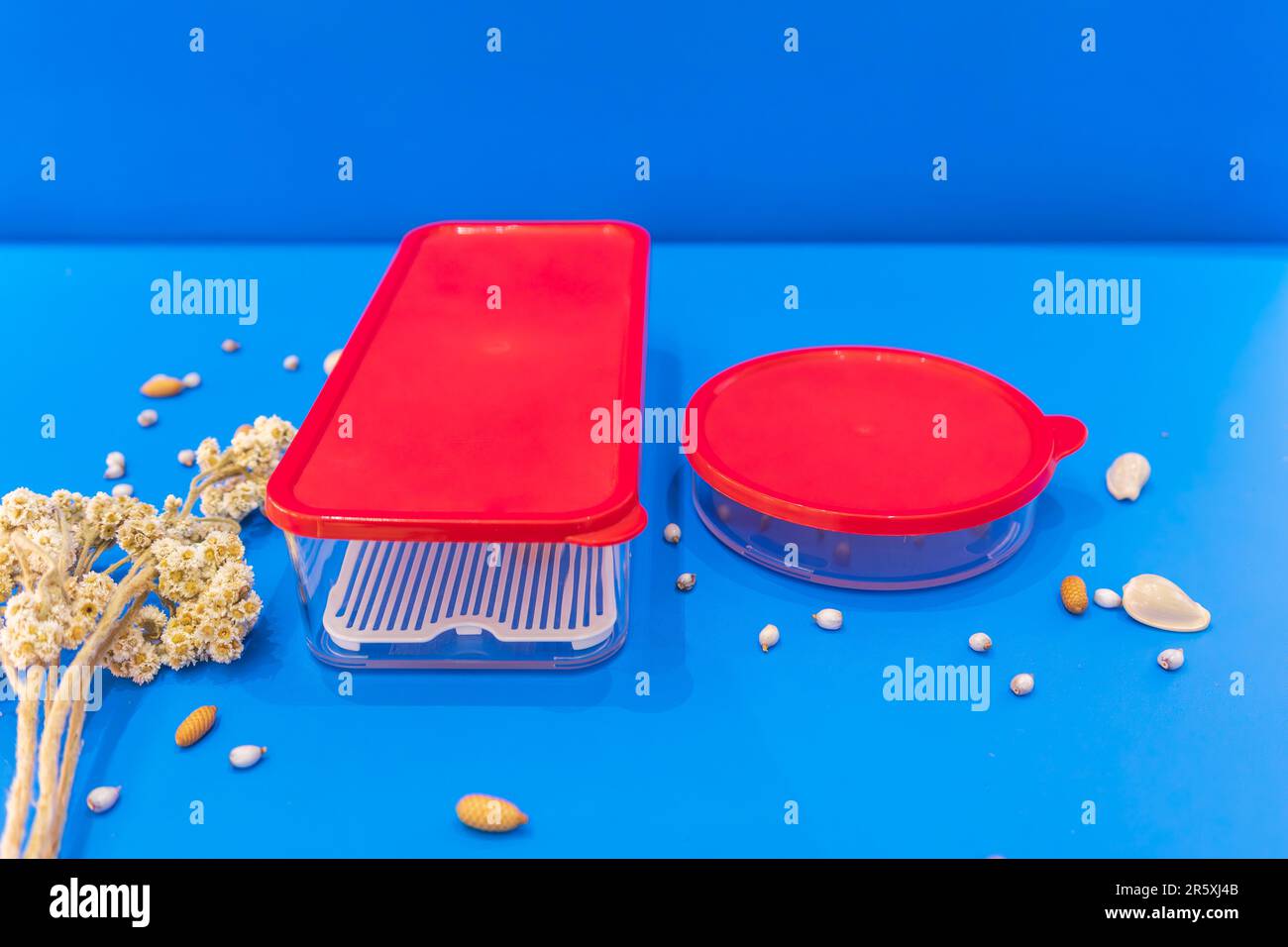 The Red Rectangular Container for Storing Meat and Fish is a convenient ...