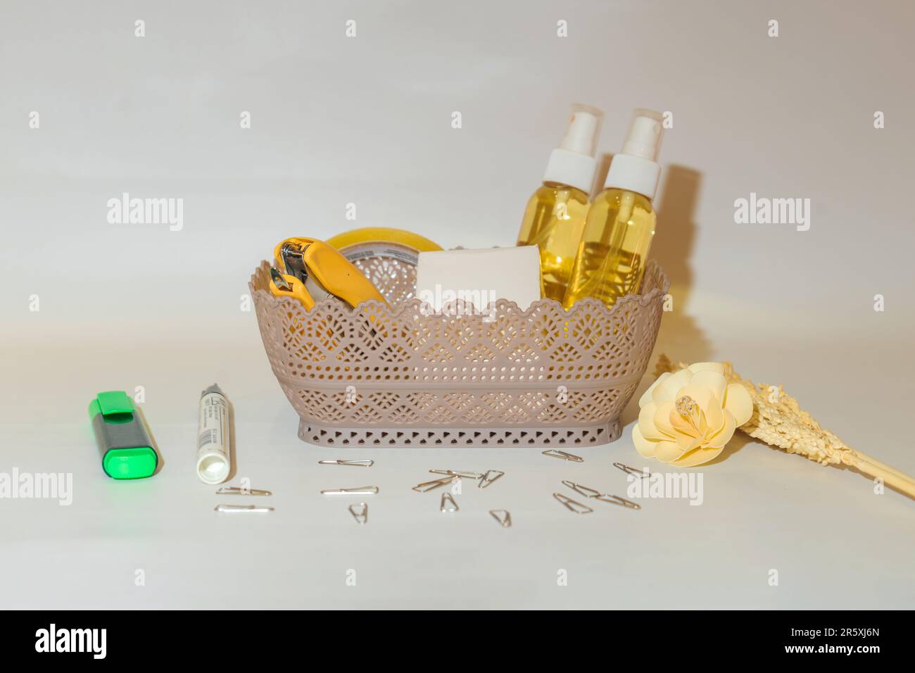 The White, Cream, and Brown Plastic Box Basket is a versatile storage ...