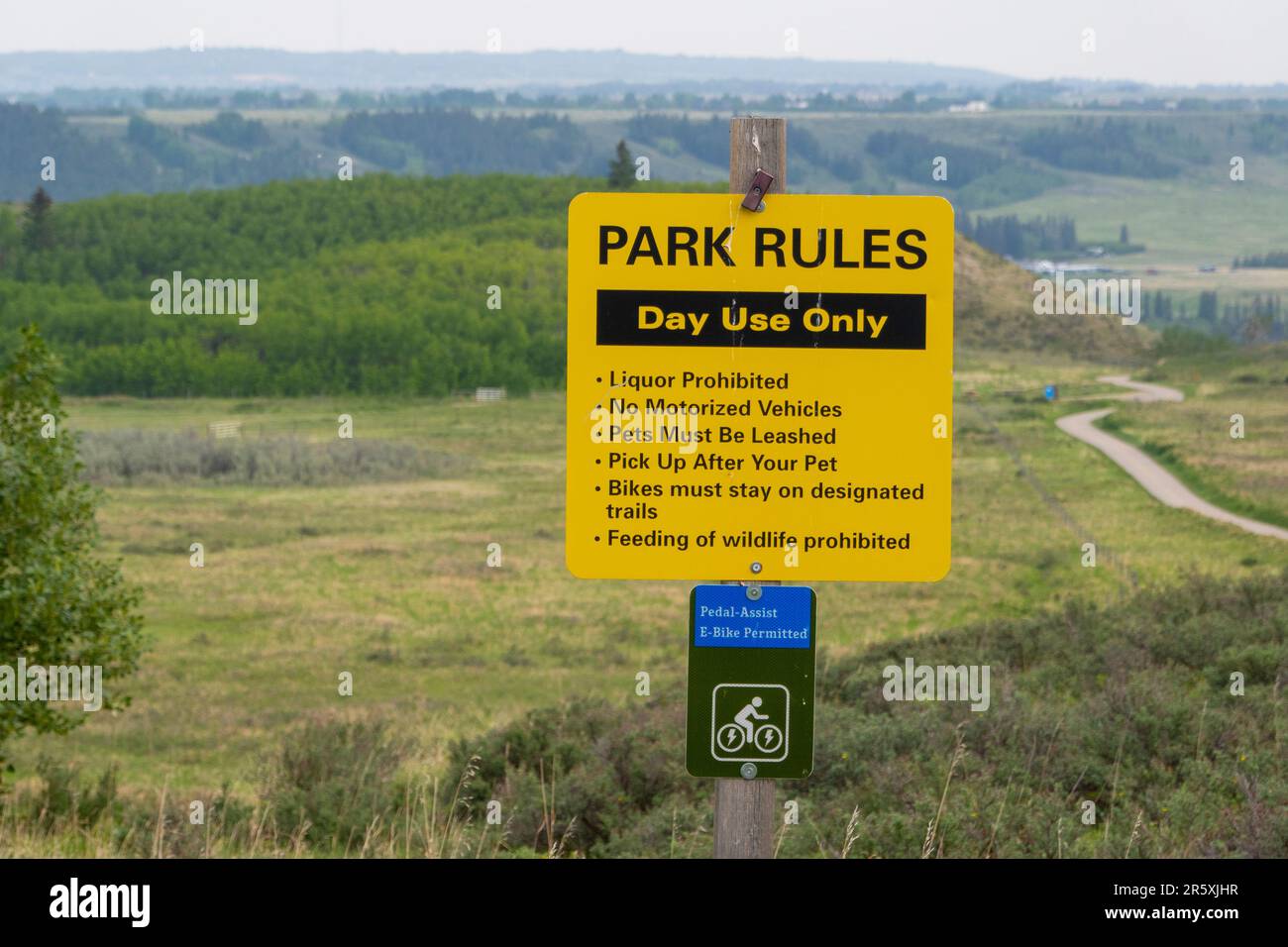 Cochrane, Alberta, Canada. Jun 4, 2023. A sign with Park Rules at the ...