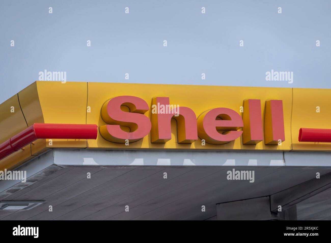 Calgary, Alberta, Canada. Jun 4, 2023. A close up to a Shell logo at a ...