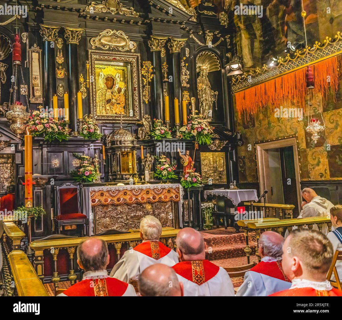 Priests Praying Real Black Madonna Virgin Mary Icon Jasna Gora Poland ...