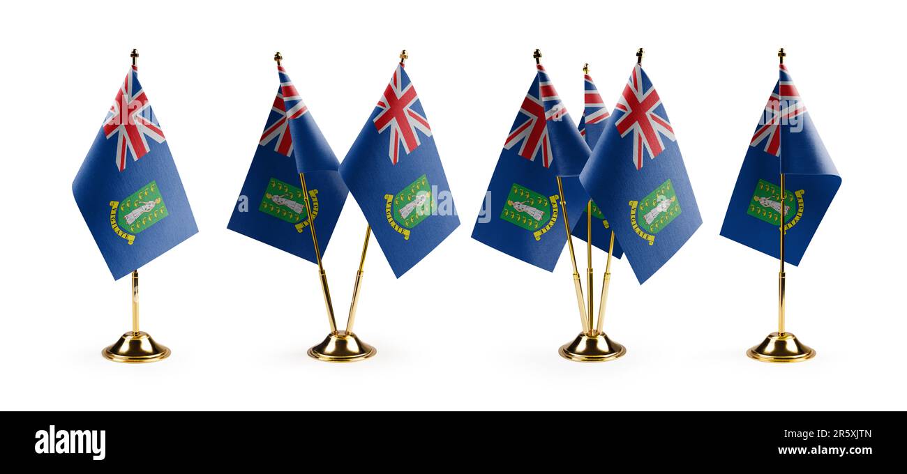 Small national flags of the British Virgin Islands on a white ...