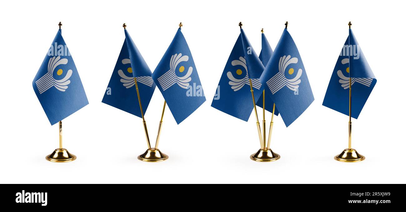 Small national flags of the CIS on a white background Stock Photo - Alamy