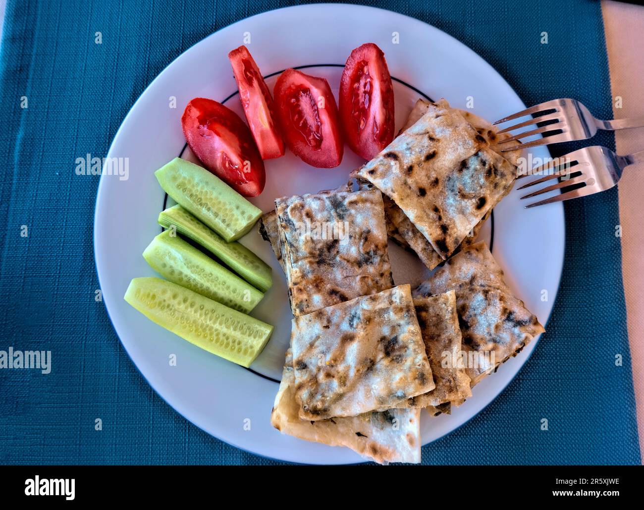 Turkish gözleme, a savory breakfast snack, Antalya, Turkey Stock Photo ...