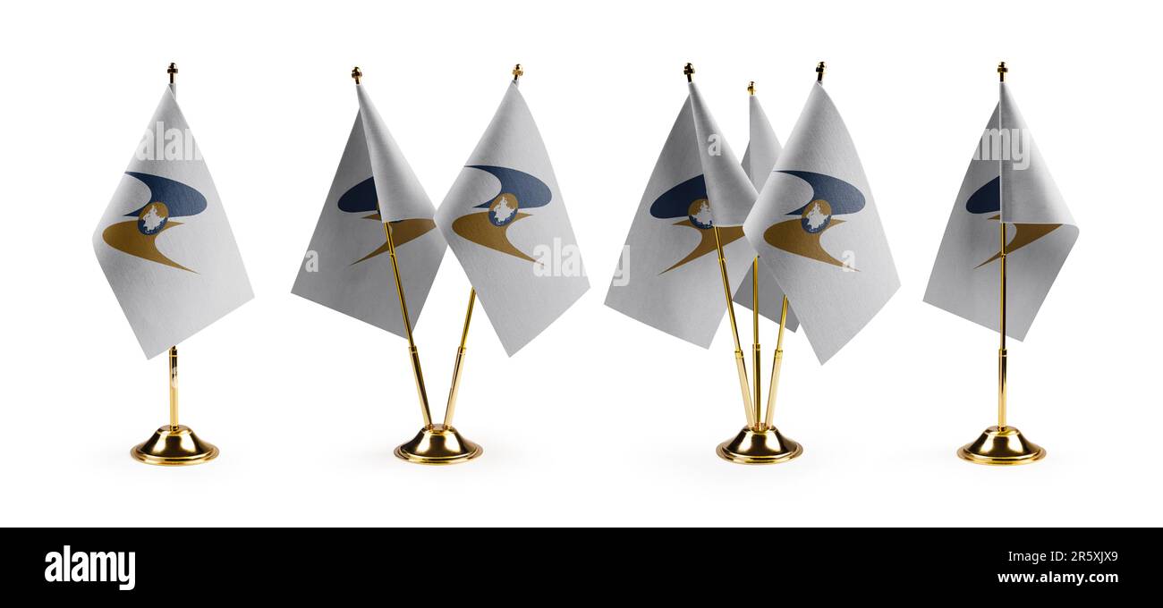 Small national flags of the Eurasian Economic Union on a white ...