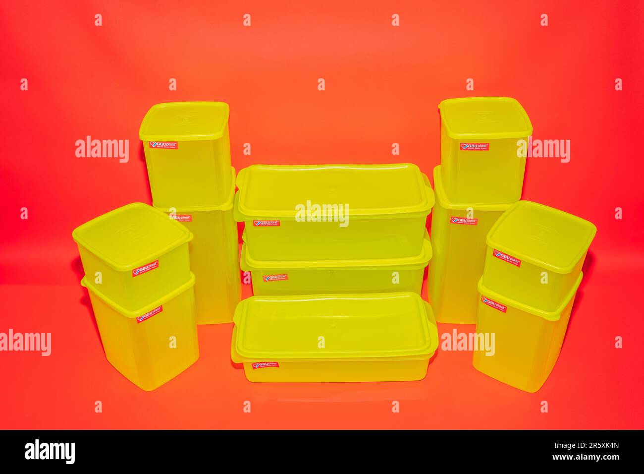 The Yellow Plastic Box Jars in Various Sizes offer versatile storage ...