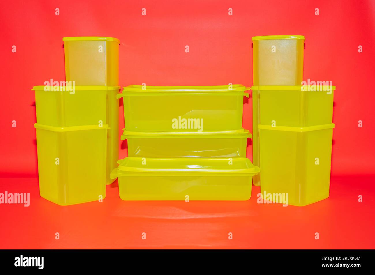 The Yellow Plastic Box Jars in Various Sizes offer versatile storage ...