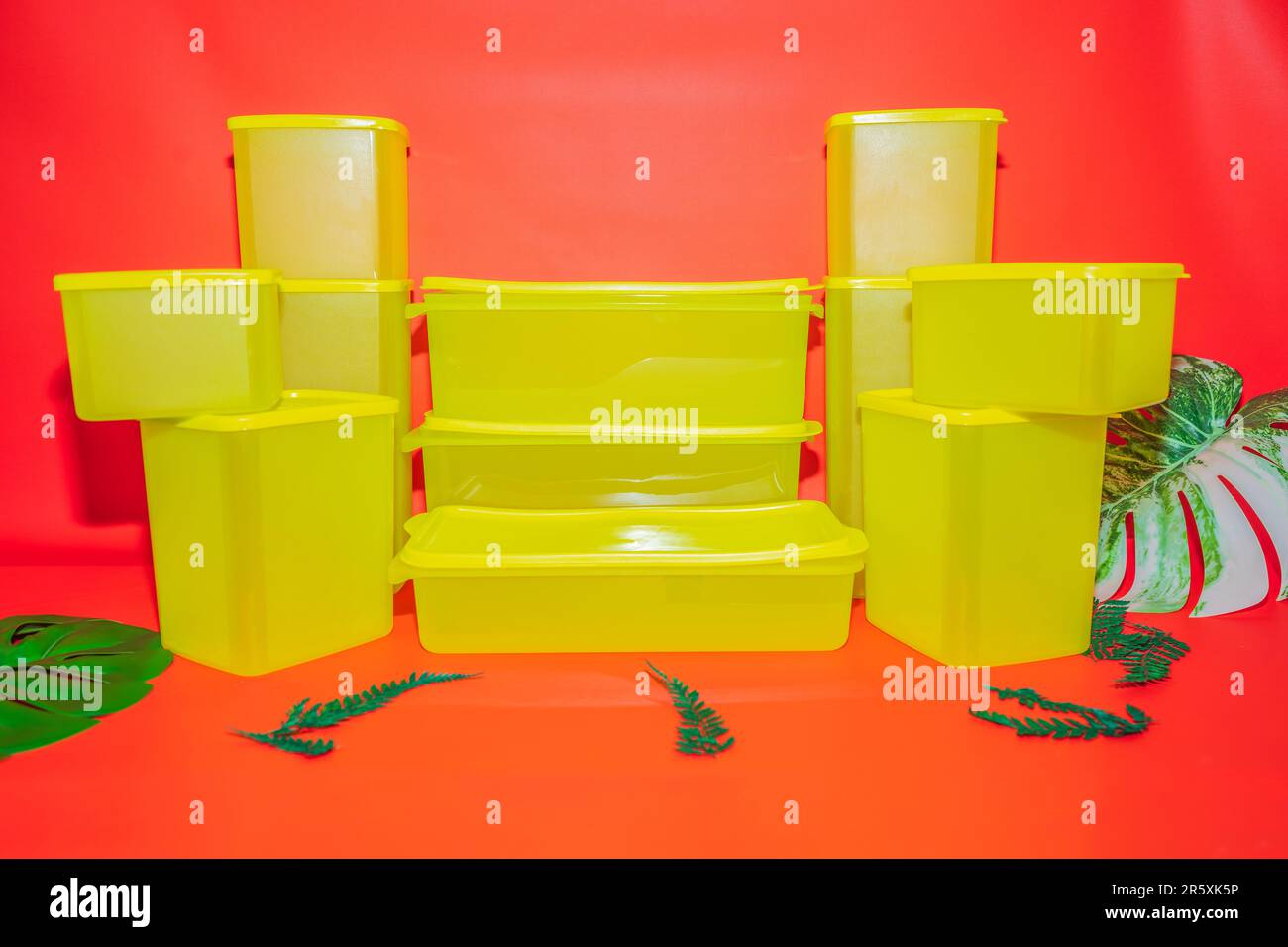 The Yellow Plastic Box Jars in Various Sizes offer versatile storage ...