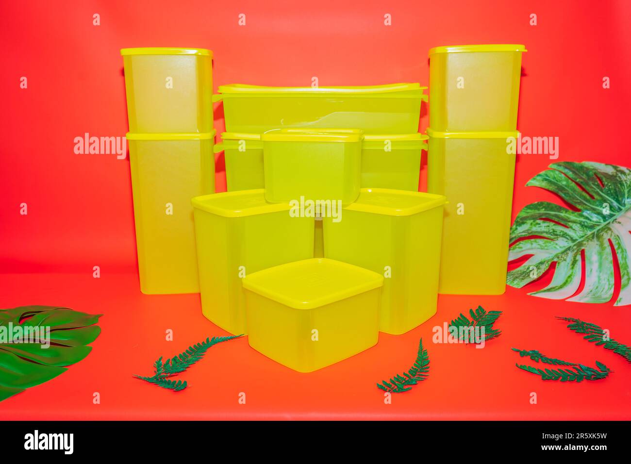 The Yellow Plastic Box Jars in Various Sizes offer versatile storage ...