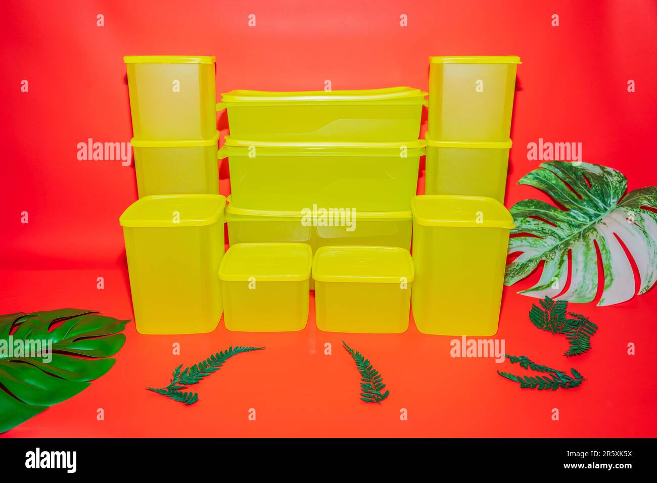 The Yellow Plastic Box Jars in Various Sizes offer versatile storage ...
