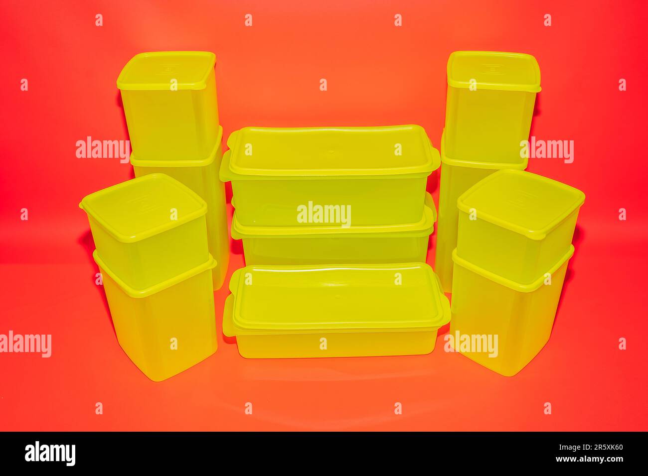 The Yellow Plastic Box Jars in Various Sizes offer versatile storage ...
