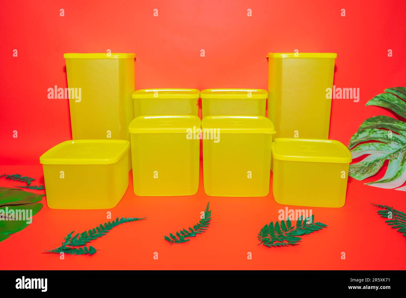 The Yellow Plastic Box Jars in Various Sizes offer versatile storage ...