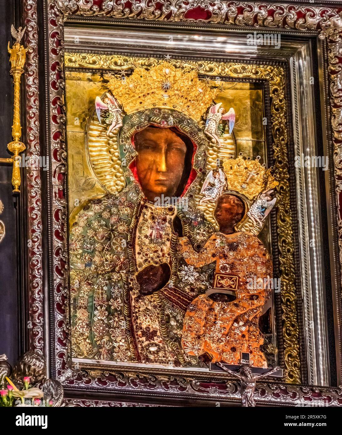 Real Black Madonna Virgin Mary Icon Jasna Gora Poland. Details in Mary ...