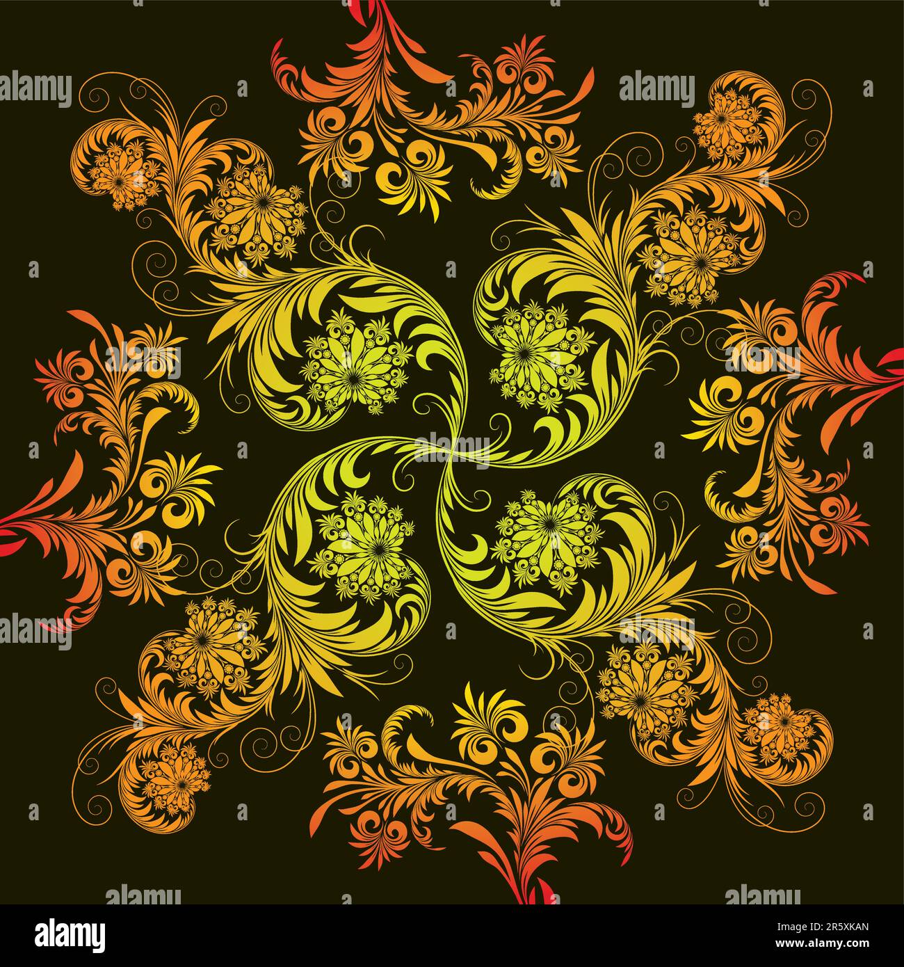 Vector ornament in style of Russian folk art hohloma Stock Vector Image ...