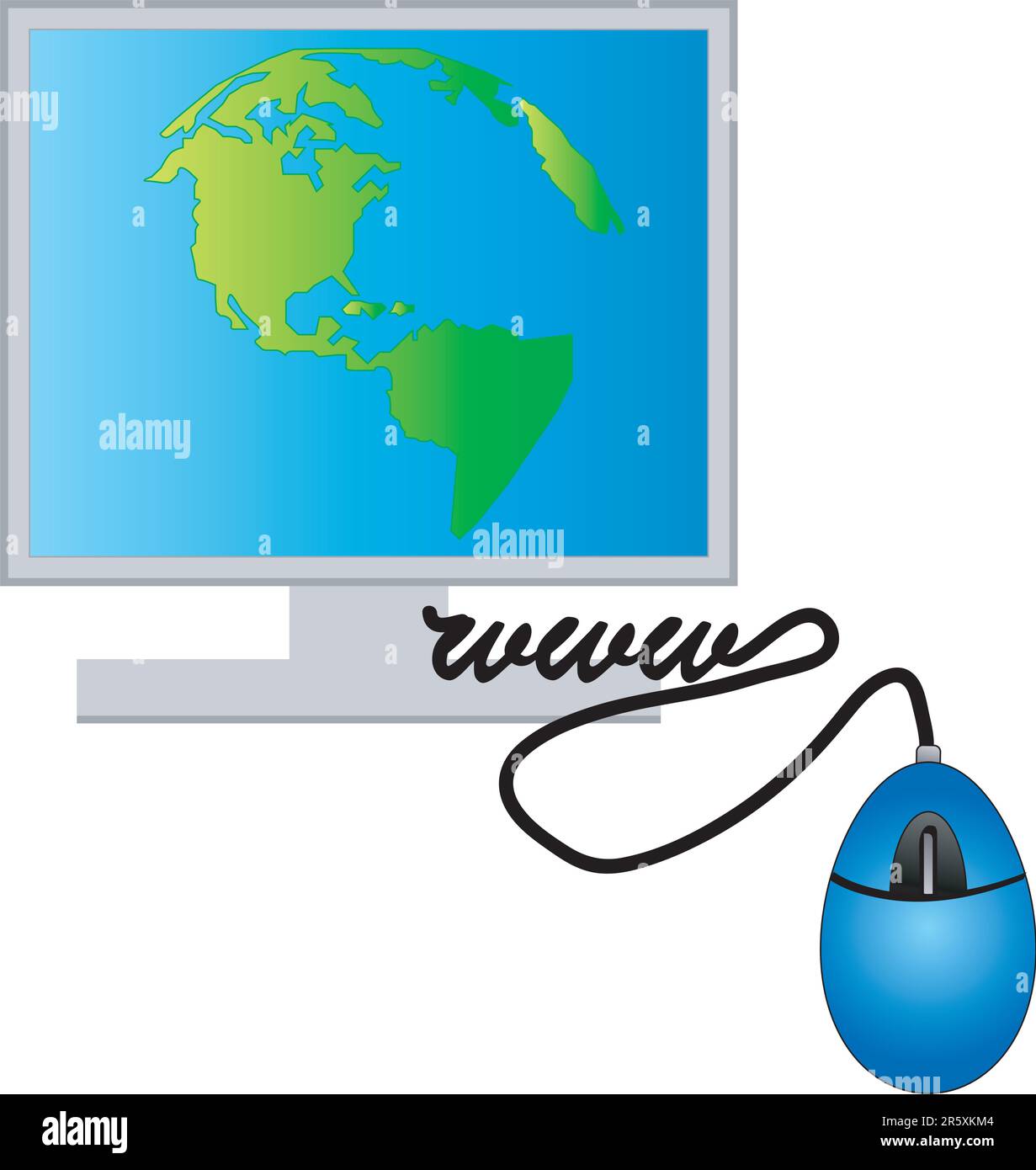 computer monitor with mouse connecting to the world wide web Stock ...