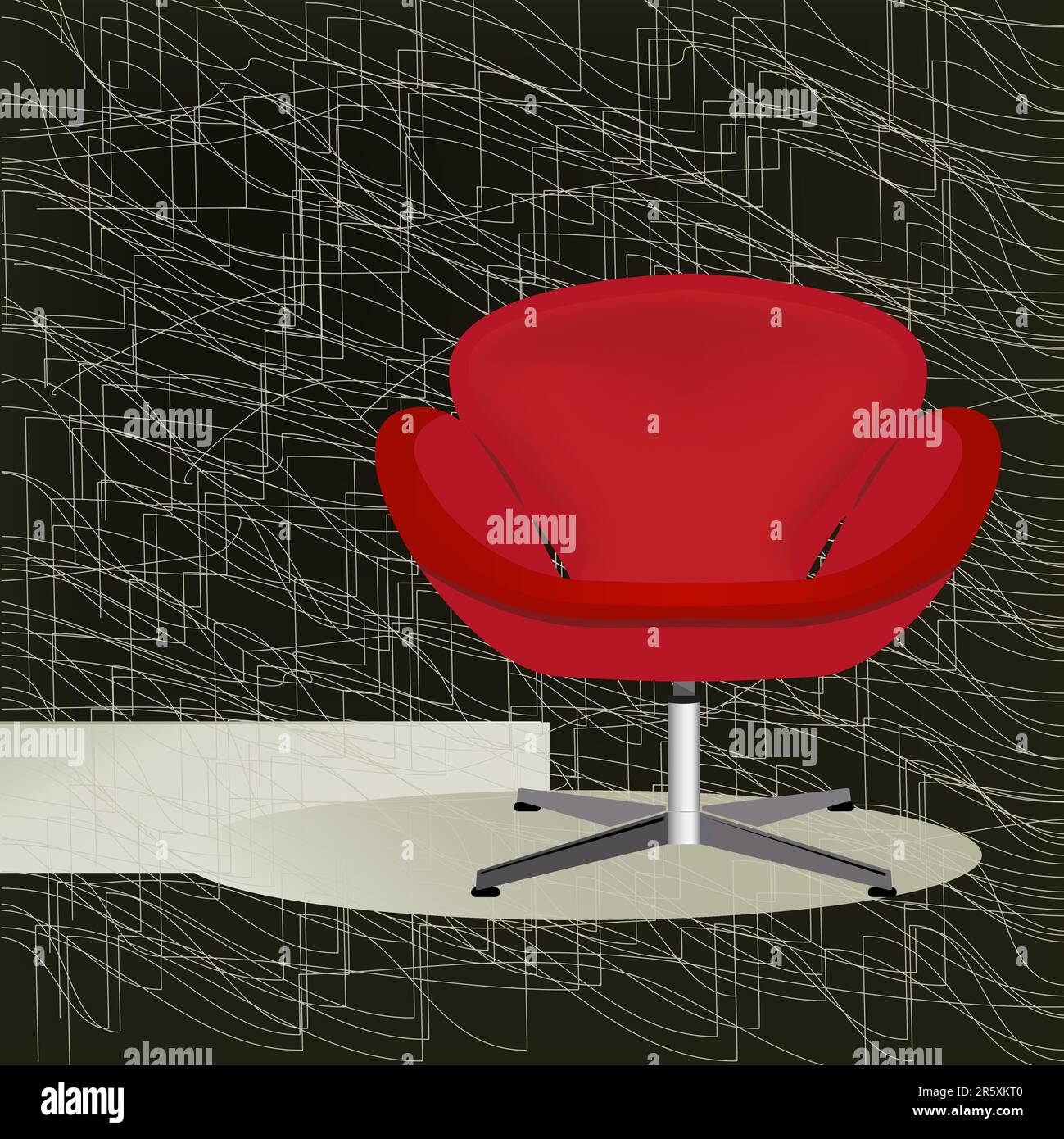 Swanky retro red mid-century modern chair with a subtle modern ...