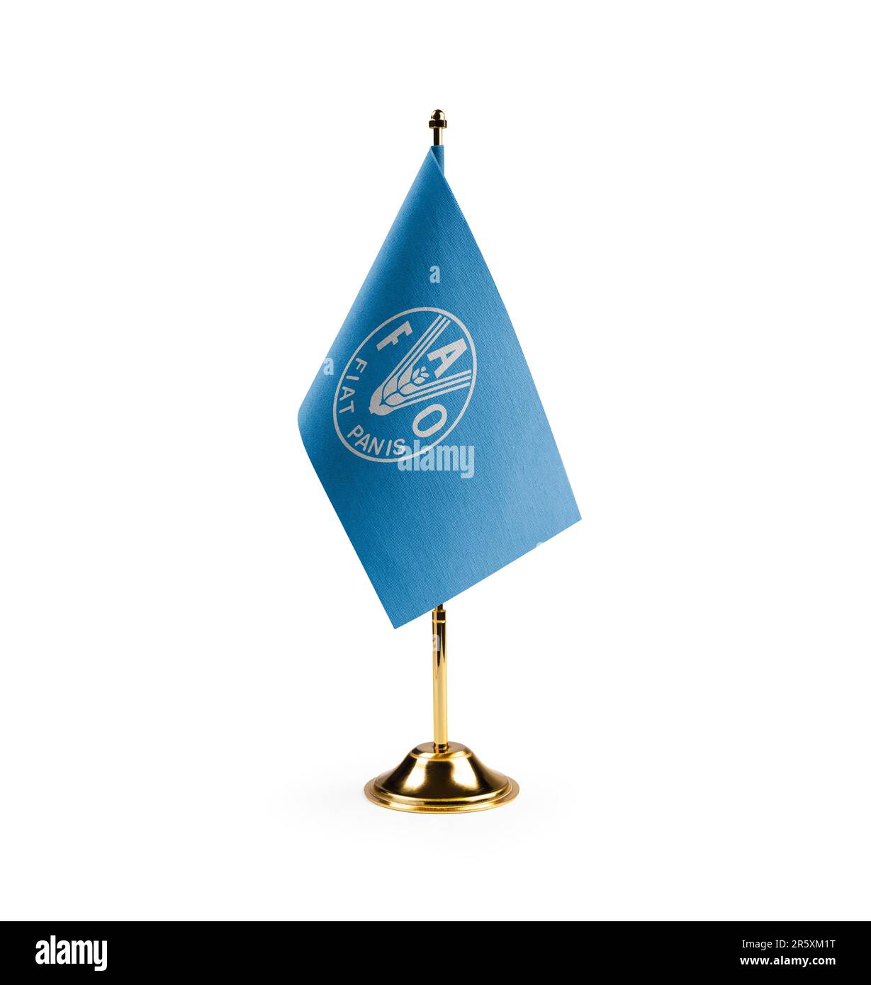 Small national flag of the Food and agriculture organization on a white ...