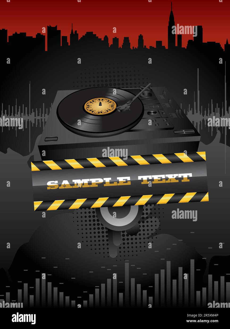 Vector grunge background with turntable and banner Stock Vector Image ...