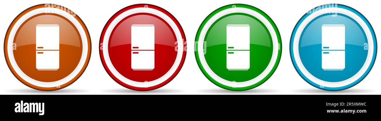 Fridge, refrigerator glossy icons, set of modern design buttons for web ...