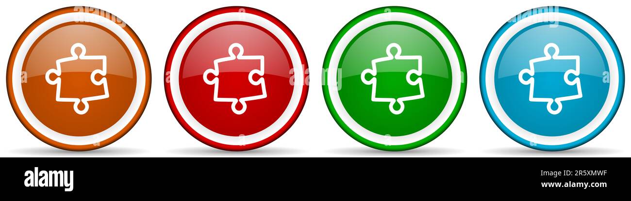 Puzzle glossy icons, set of modern design buttons for web, internet and ...