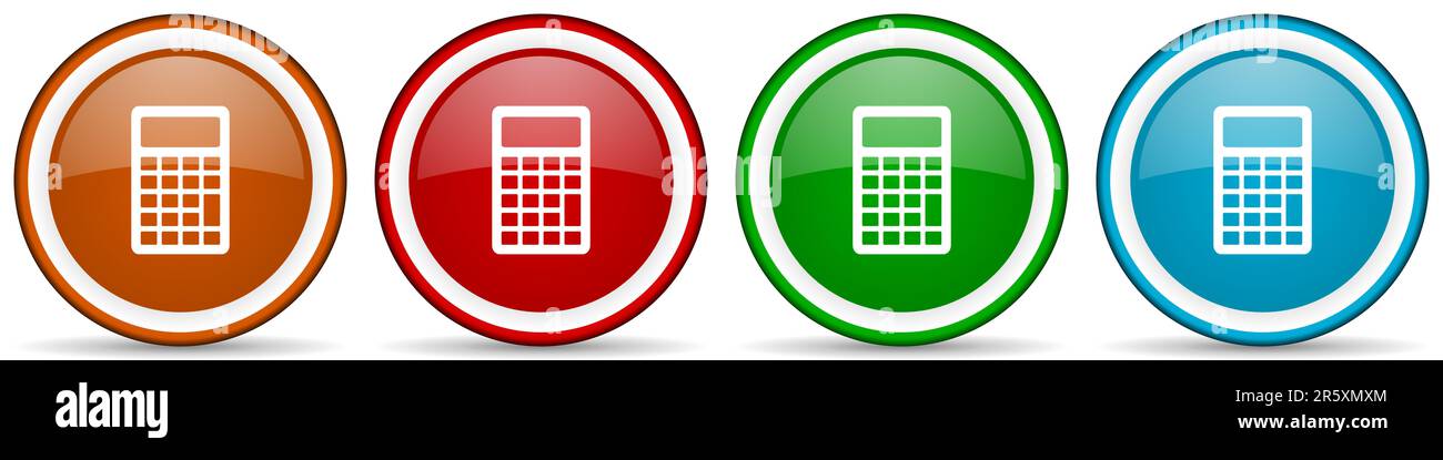 Calculator glossy icons, set of modern design buttons for web, internet ...