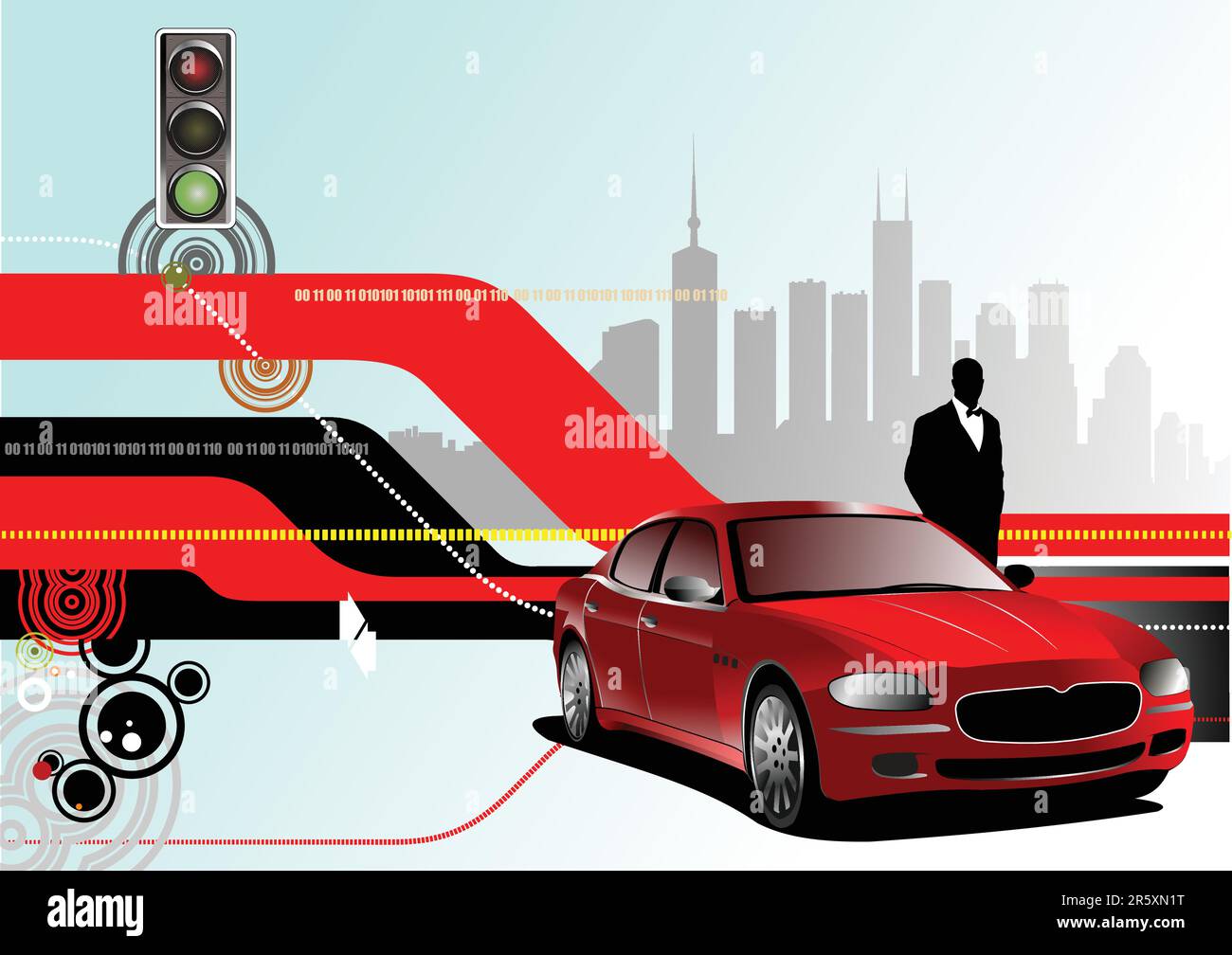 Abstract hi-tech background with car image. Vector Stock Vector Image ...