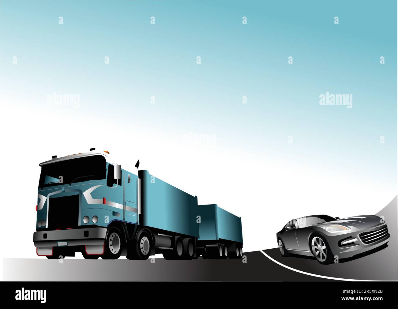 Car and truck on the road. Vector illustration Stock Vector Image & Art ...