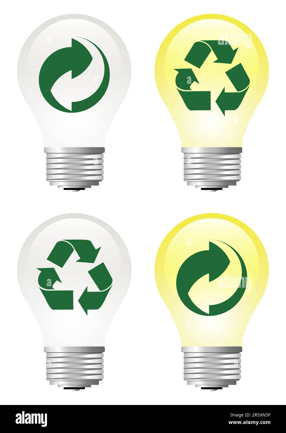 Light bulbs with recycle symbols over white background Stock Vector ...