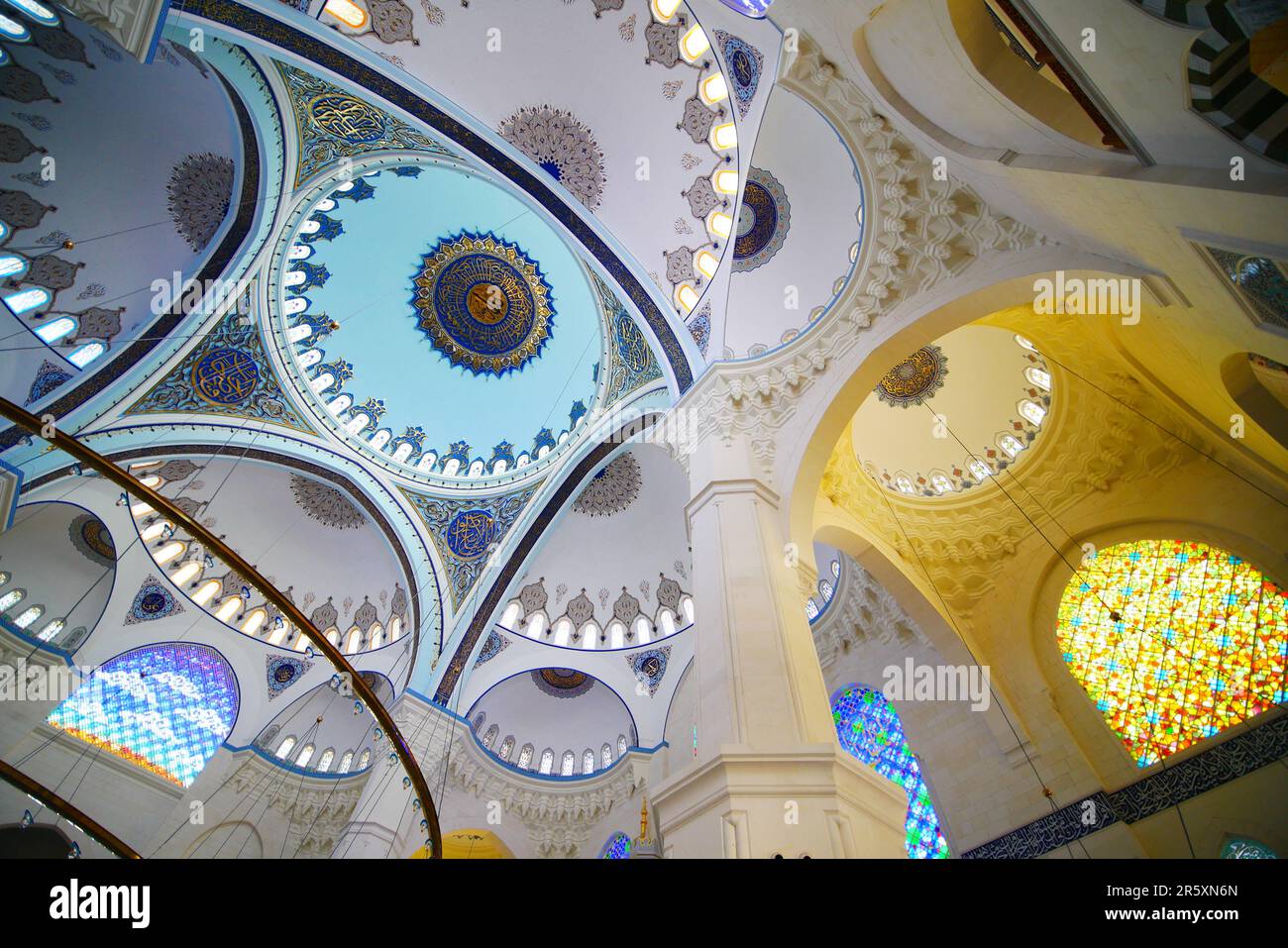 Istanbul, Turkey - 2 March 2023: Inside interior and dome of Camlica ...