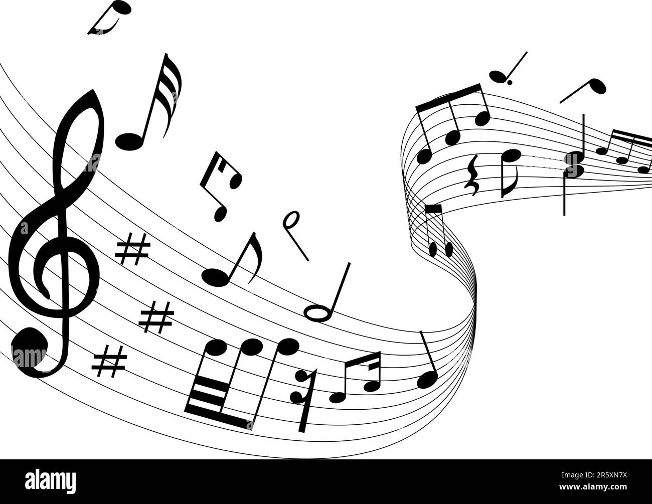 Musical notes background with lines. Vector illustration Stock Vector ...