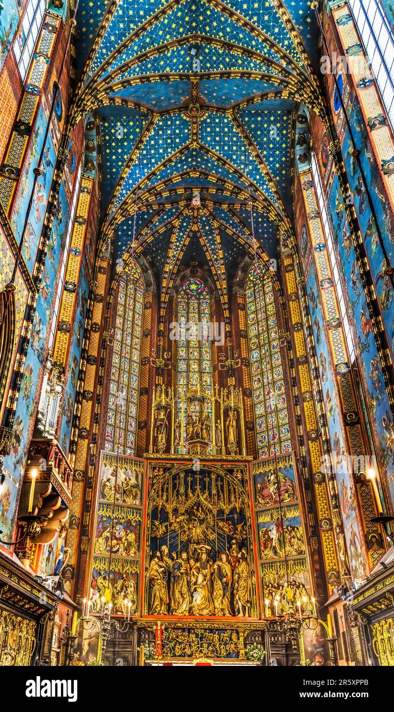Altar Triptych St Mary's Basilica Church Krakow Poland. Buit first in ...